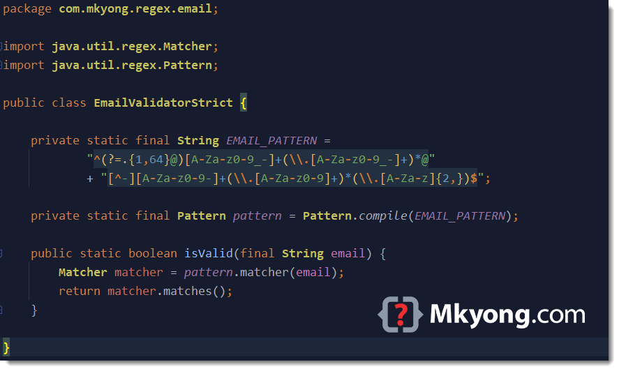 Java Email Regex Examples Mkyong