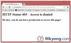 Spring Security : Customize 403 access denied page - Mkyong.com