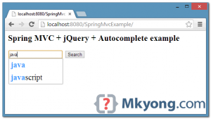 Spring MVC + jQuery Autocomplete example - Mkyong.com
