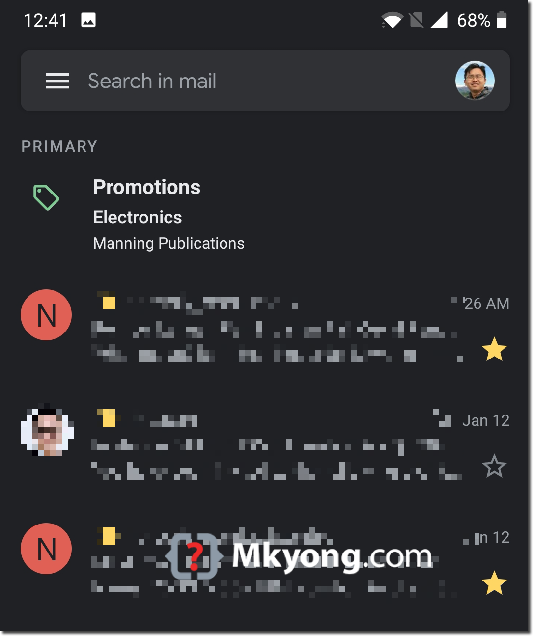 Gmail dark mode on Desktop, Android and iPhone - Mkyong.com